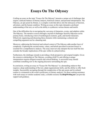 Essays On The Odyssey.pdf | Poetry | Books and Literature