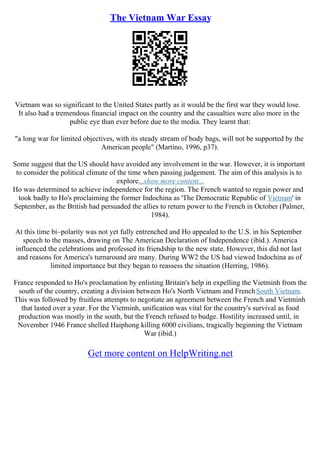 Essays On The Vietnam War | PDF