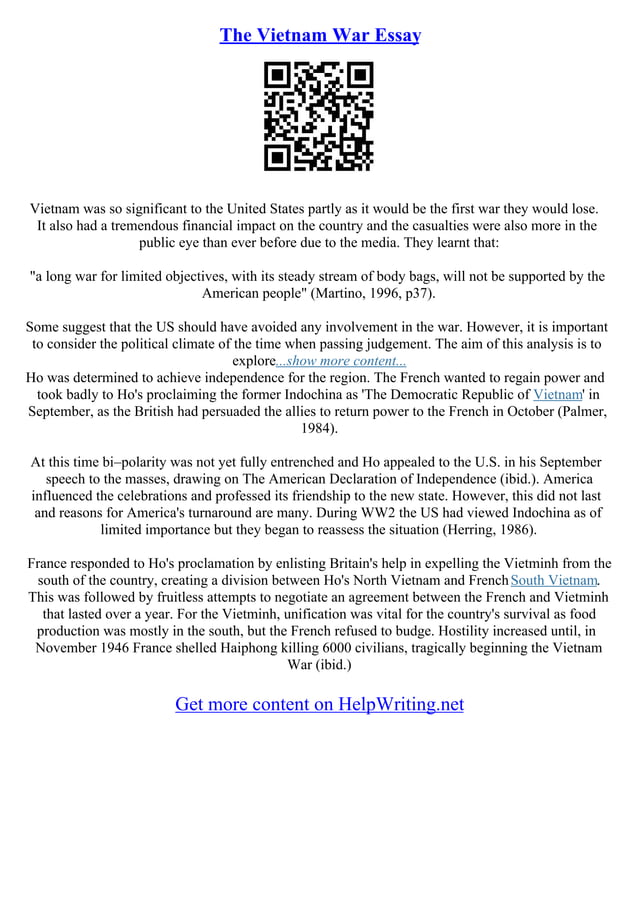 Essays On The Vietnam War | PDF