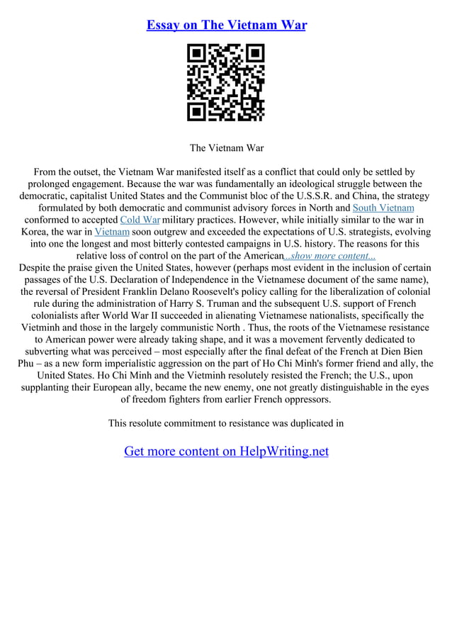 Essays On The Vietnam War | PDF