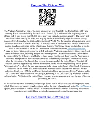 Essays On The Vietnam War | PDF