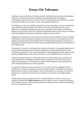 Essays On Tolerance | PDF