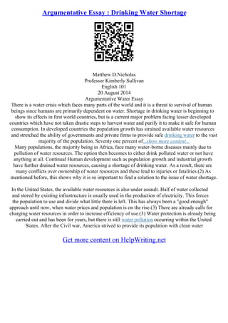 Essays On Water | PDF