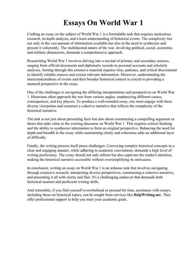 Essays On World War 1 | PDF