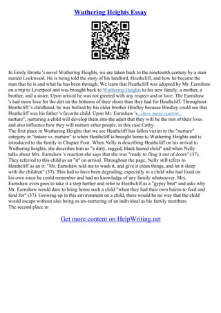 Essays On Wuthering Heights | PDF