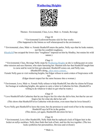 Essays On Wuthering Heights | PDF