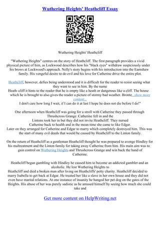 Essays On Wuthering Heights | PDF