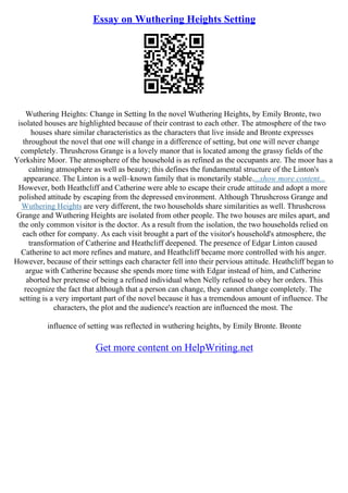 Essays On Wuthering Heights | PDF