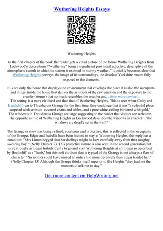 Essays On Wuthering Heights | PDF