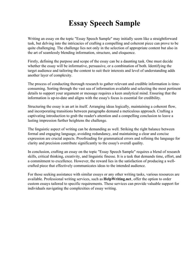 Essay Speech Sample | PDF