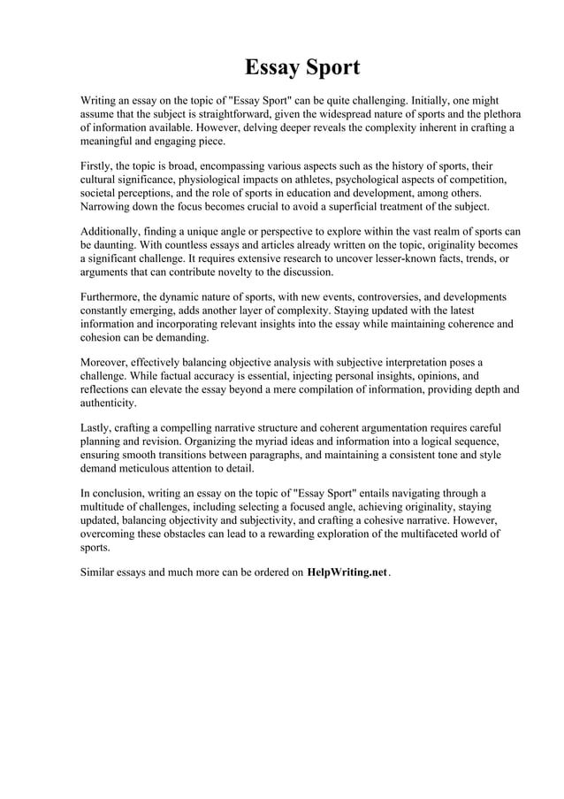 Essay Sport | PDF