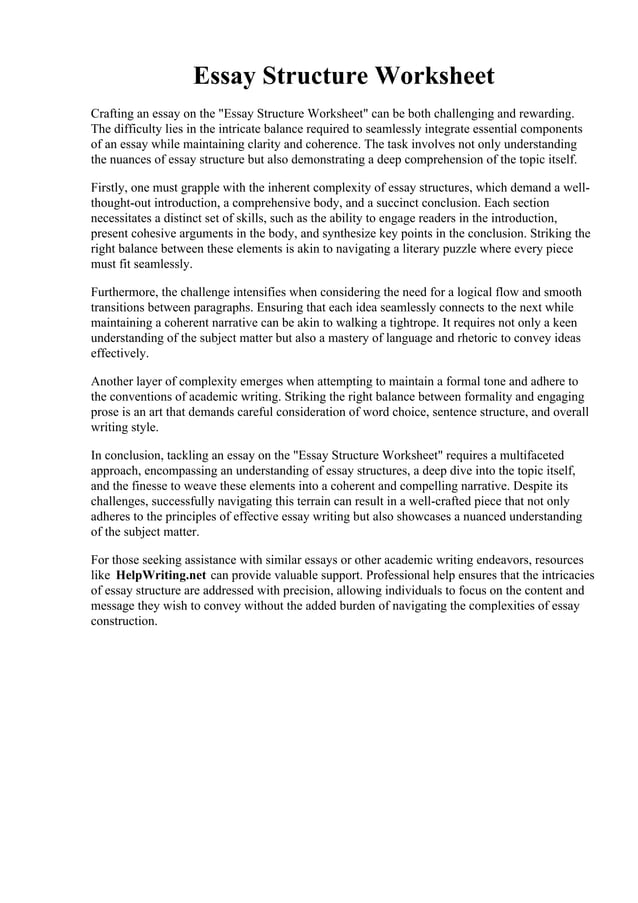 Essay Structure Worksheet | PDF
