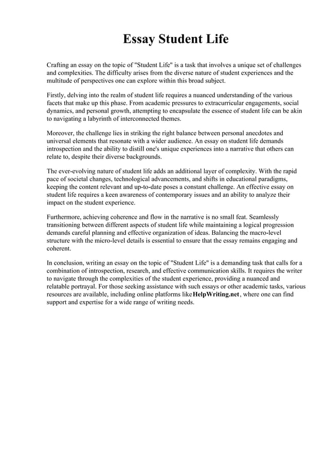 Essay Student Life. Michigan State University | PDF | Homework and ...