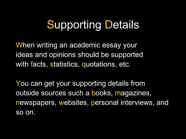 Essay supporting details | PPT