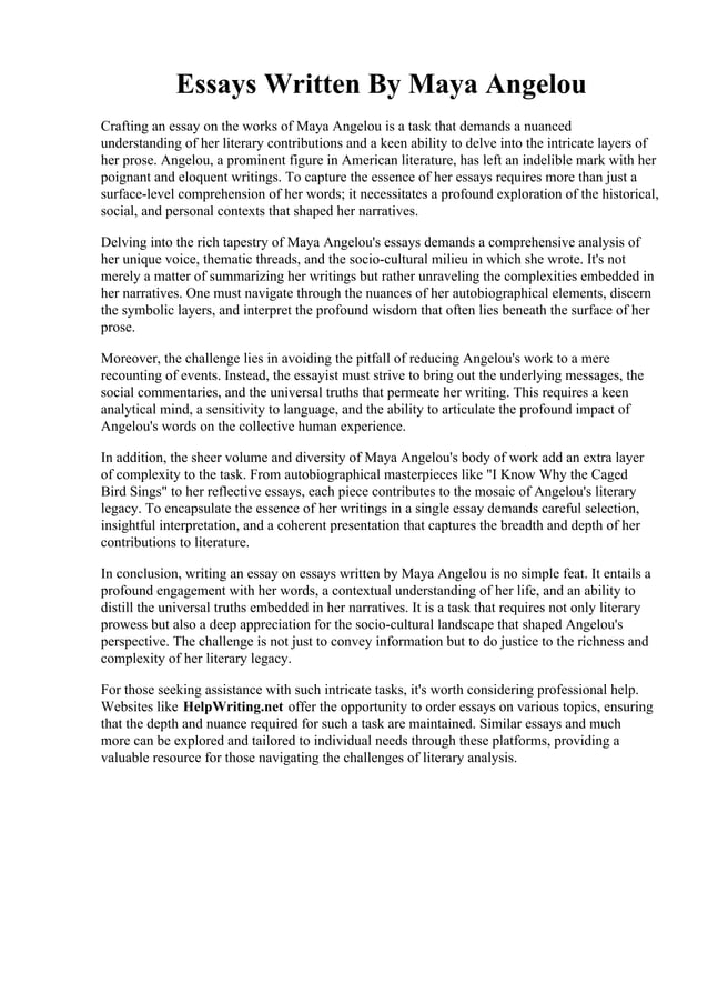 Essays Written By Maya Angelou | PDF