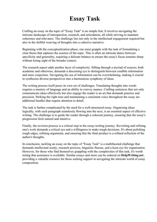 Essay Task. University of Central Arkansas | PDF