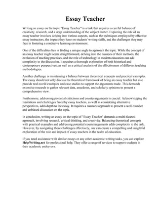 Essay Teacher | PDF