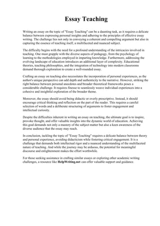Essay Teaching.pdf | Homework and Study | Education