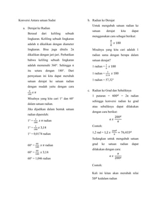 Perbedaan Derajat, Radian dan Grad | PDF