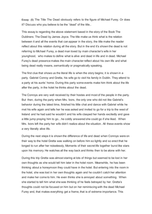 Essay the deadjamesjoyce | DOCX | Bereavement | Family and Relationships