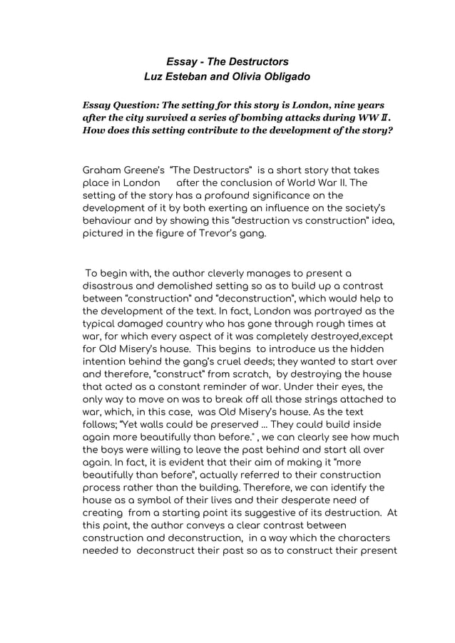 Essay the destructors (1) | PDF