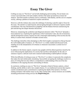 Essay The Giver | PDF