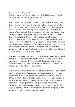 Essay ThemesTopics ObasanChoose one topictheme and write a 900-.docx