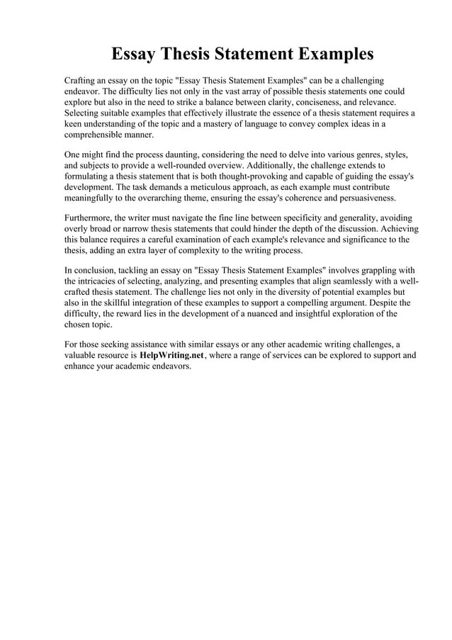Essay Thesis Statement Examples. Thesis Statement Template Fill In The ...