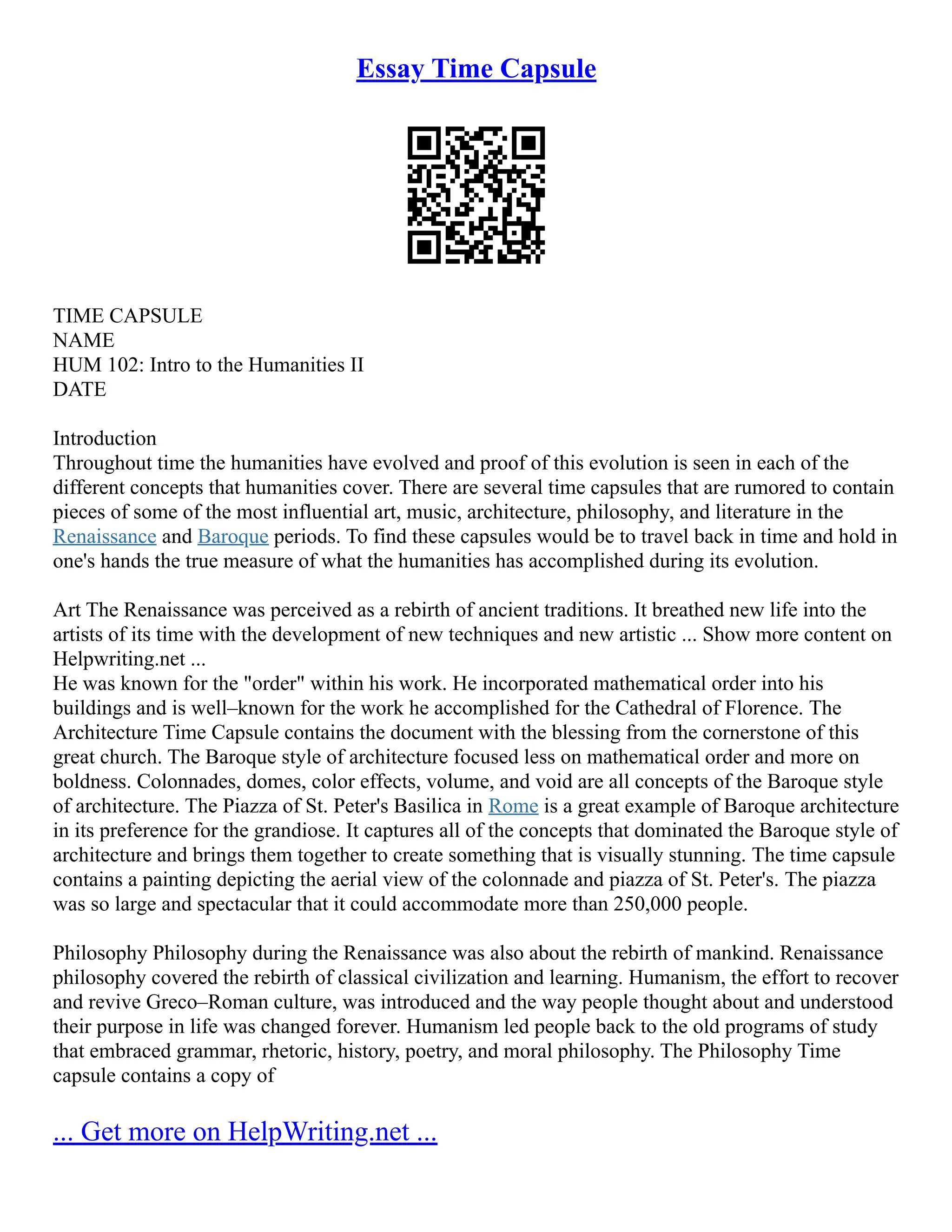 Essay Time Capsule | PDF