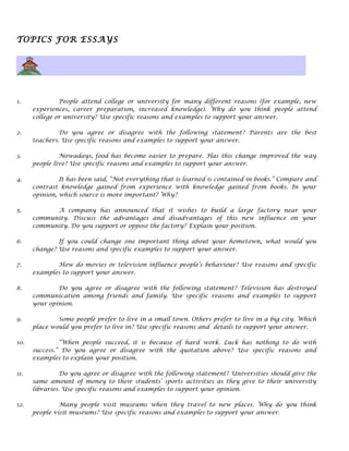 Essay topics | DOC