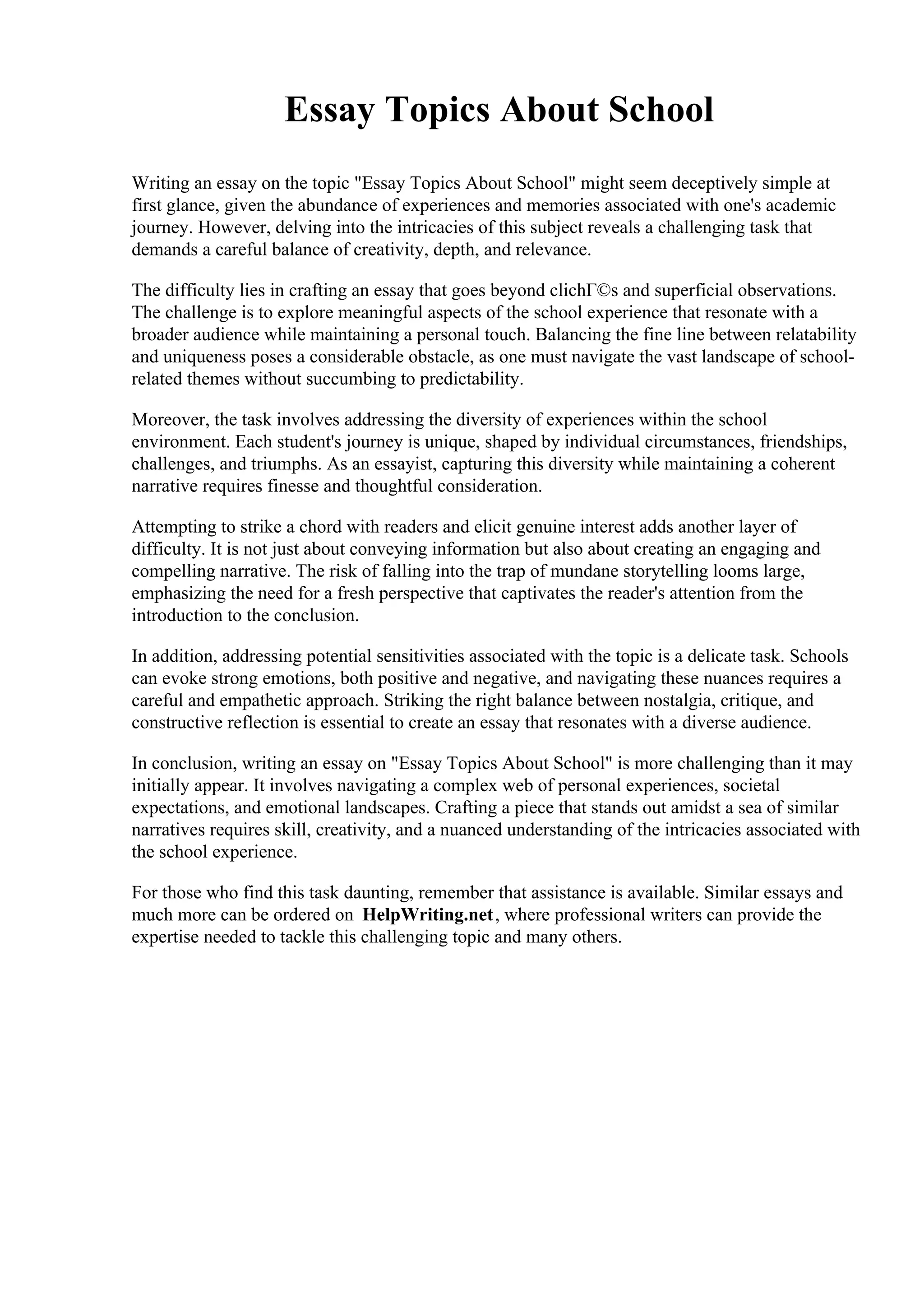 Essay Topics About School.pdf