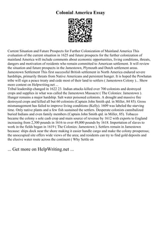 Essay Topics Early American History | PDF