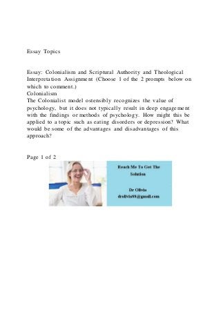 Essay TopicsEssay Colonialism and Scriptural Authority an | DOCX
