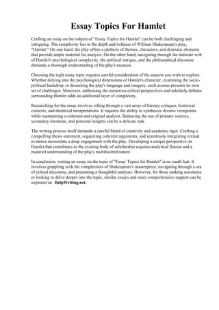 Essay Topics For Hamlet.pdf
