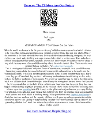 Essay Topics For Kids | PDF