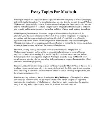 Essay Topics For Macbeth.pdf