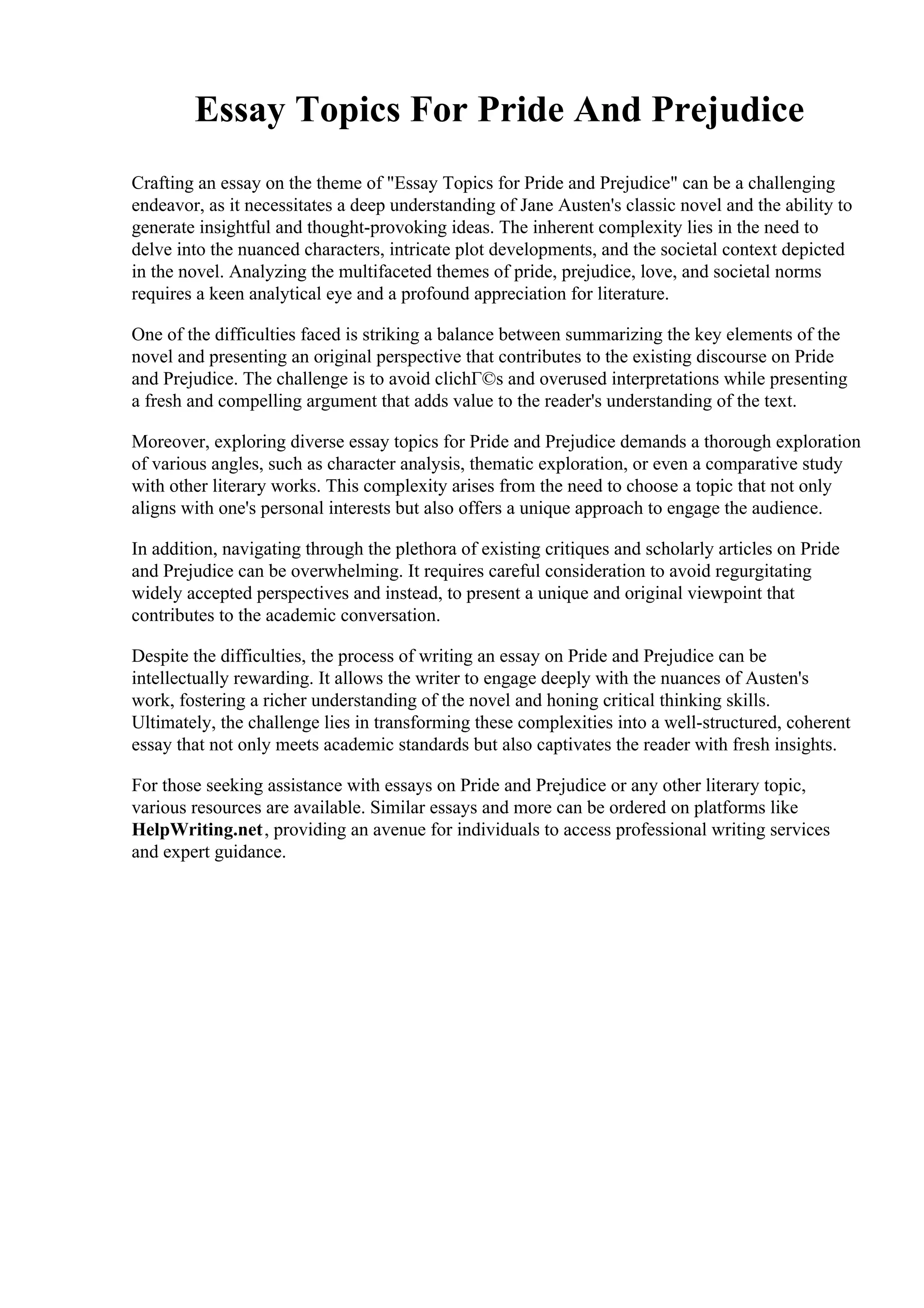 Essay Topics For Pride And Prejudice.pdf