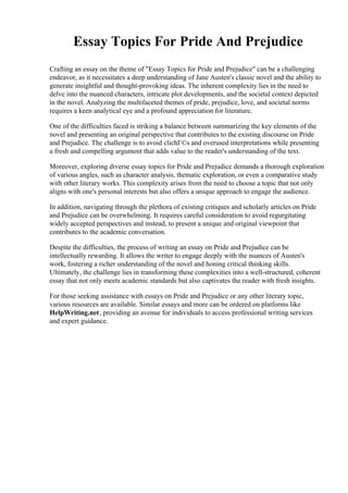 Essay Topics For Pride And Prejudice.pdf