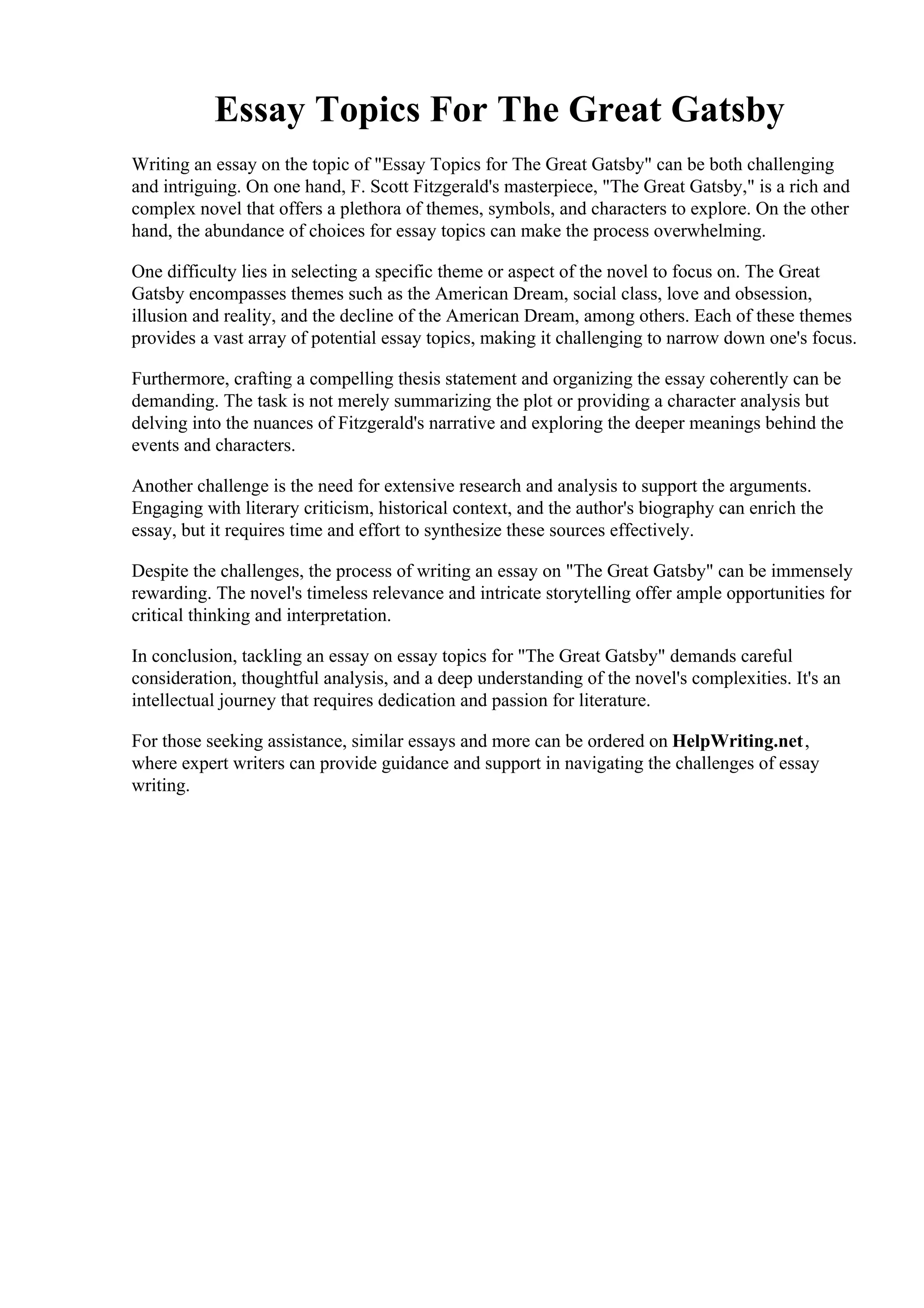 Essay Topics For The Great Gatsby.pdf