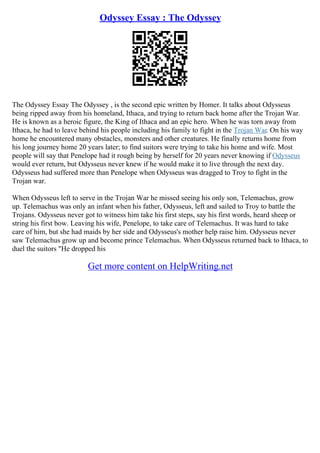 Essay Topics For The Odyssey | PDF