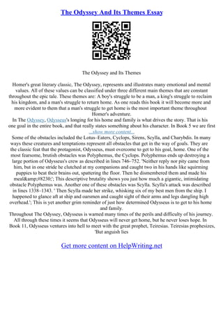 Essay Topics For The Odyssey | PDF