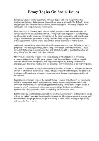 Essay Topics On Social Issues.pdf