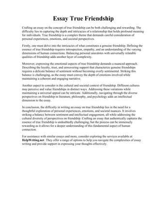 Essay True Friendship | PDF