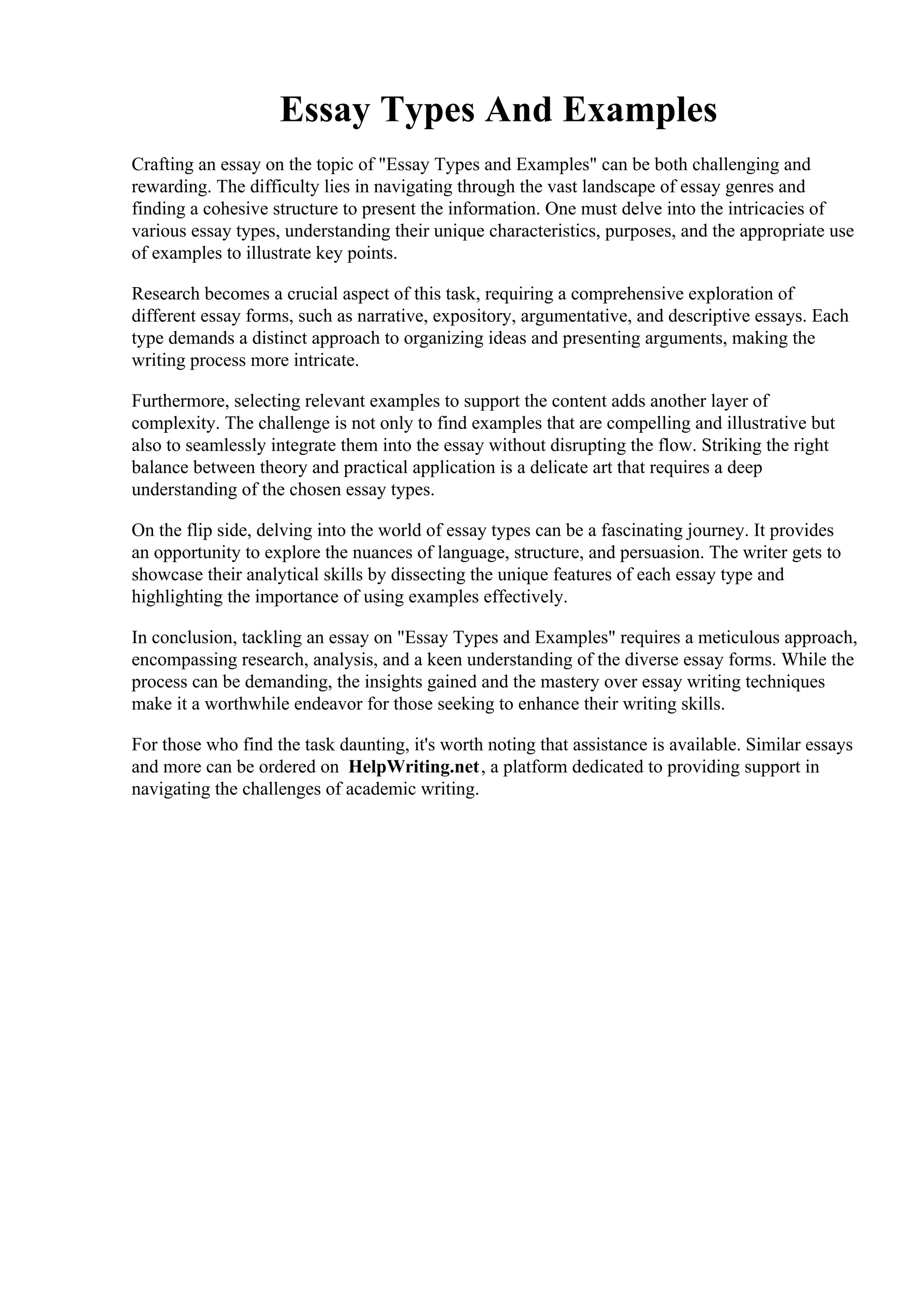 Essay Types And Examples | PDF