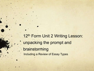 Essay types unpacking with Sarah Ewell | PPTX