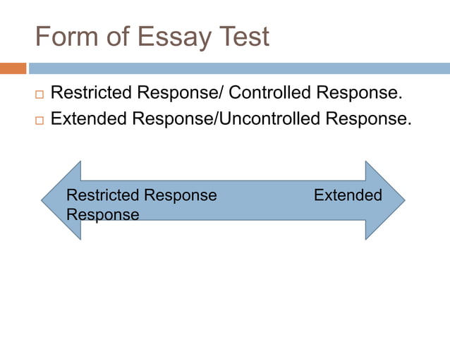 Essay type test | PPTX | Standardized Testing | Educational Assessment