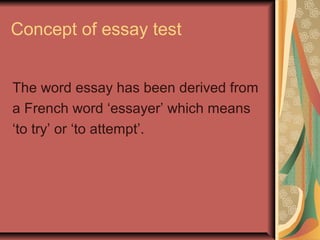 Essay type tests | PPT