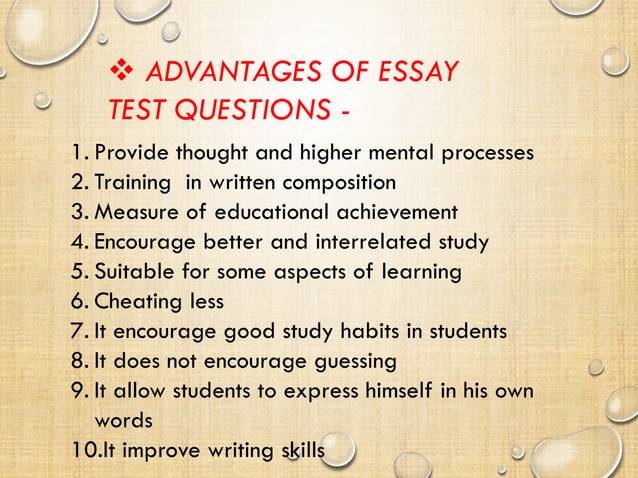 Essay type tests final one converted | PPT