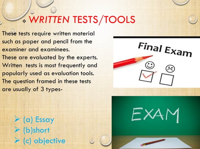 Essay type tests final one converted | PPT