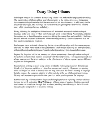 Essay Using Idioms | PDF